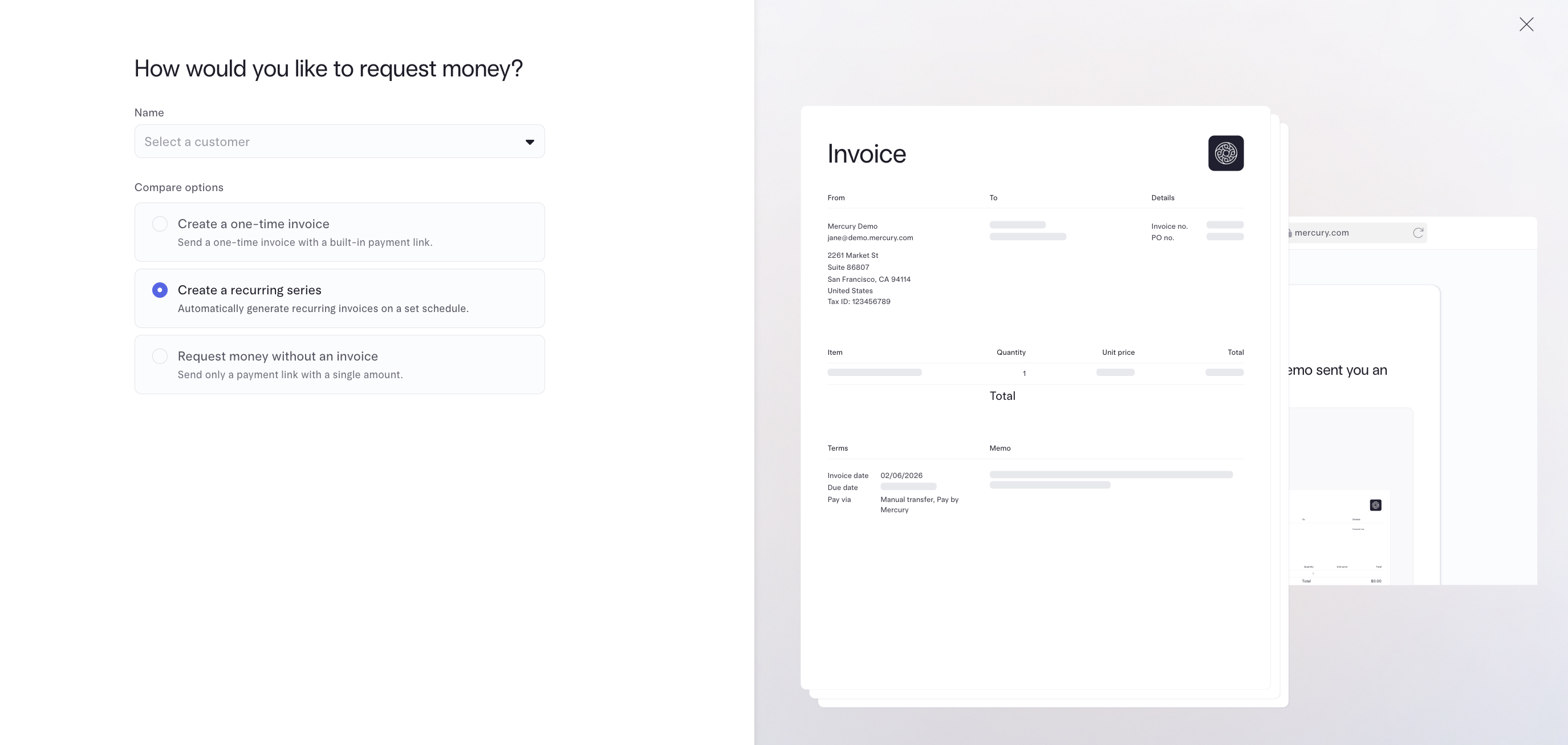How to create a recurring invoice – Mercury